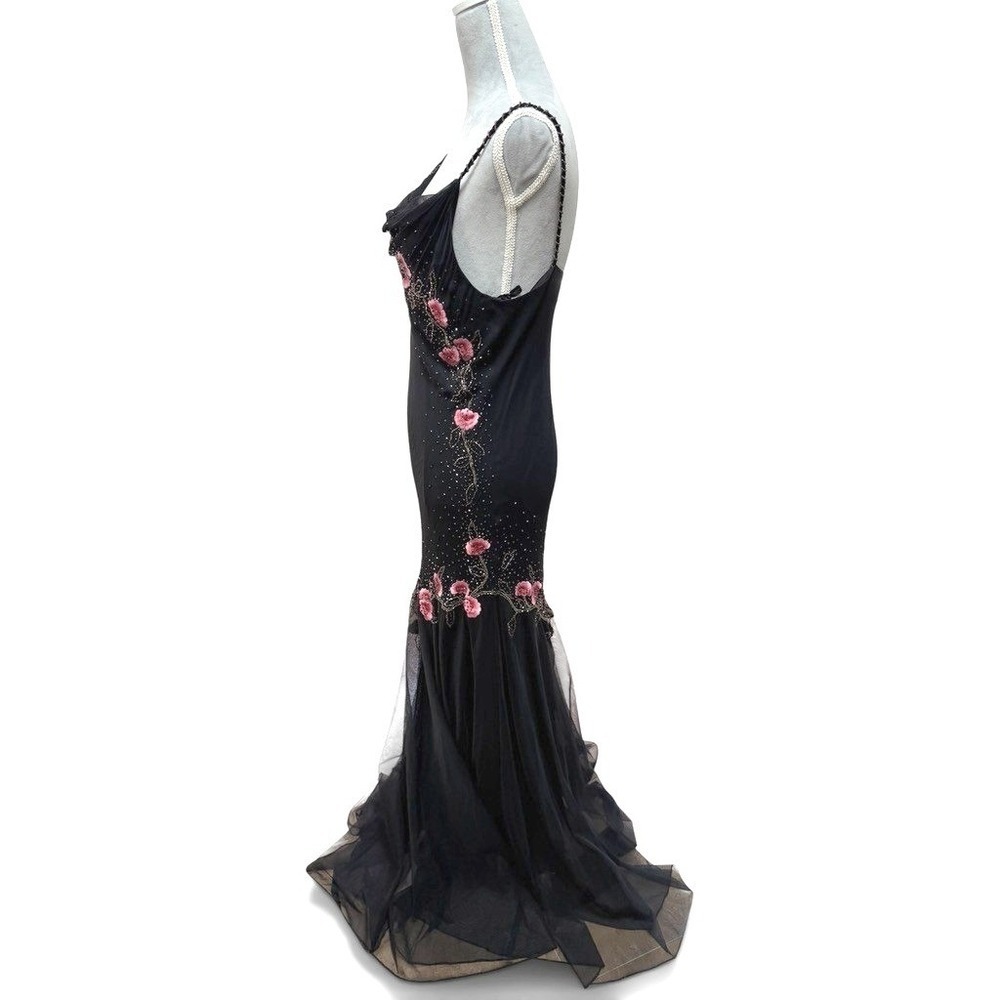 Xscape | Dresses | Xscape Gown Womens 2 Black Floral Silk Beaded Formal ...